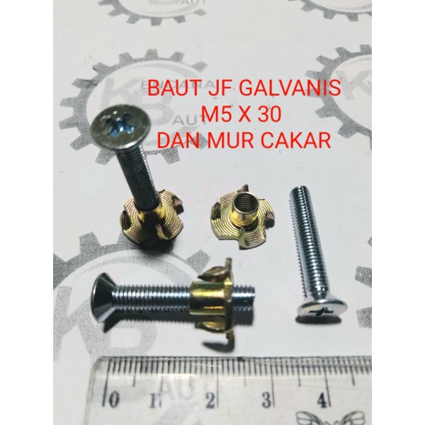 Jual BAUT JF M5 X 30 MM GALVANIS DAN MUR CAKAR / BAUT SPEAKER KUNCI OBENG PLUS PANJANG 3 CM ...