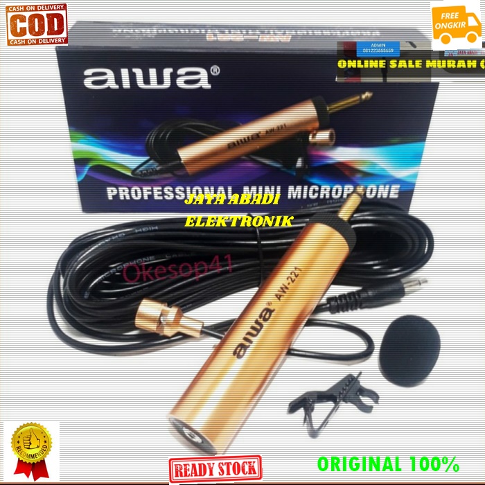 Jual G498 AIWA MIC JEPIT KABEL METER KANCING KERAH BAJU MICROPHONE CLIP ...