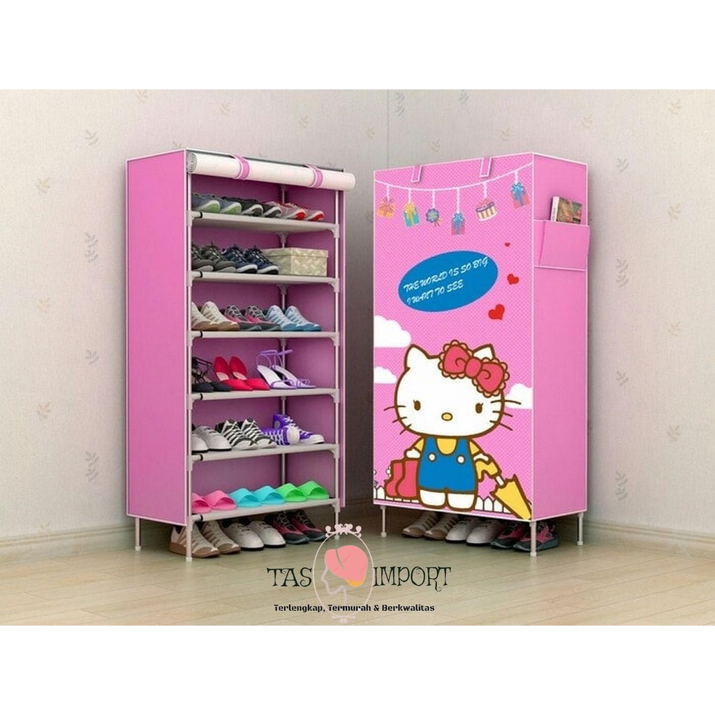 Jual Baru Rak Sepatu Hello Kitty 7 Susun 6 rangka Lemari Sepatu Hk Shoe ...