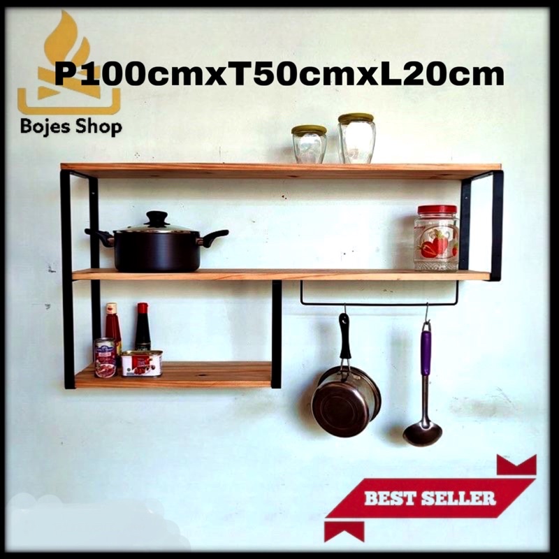 Jual Rak dinding dapur kichenset rak bumbu dapur ambalan rak tempel ...