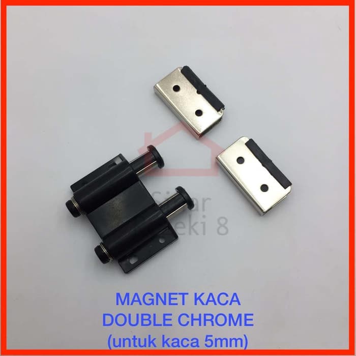 Jual Magnet Kaca Jepit DOUBLE CHROME + Push Open Kunci Engsel Magnit ...