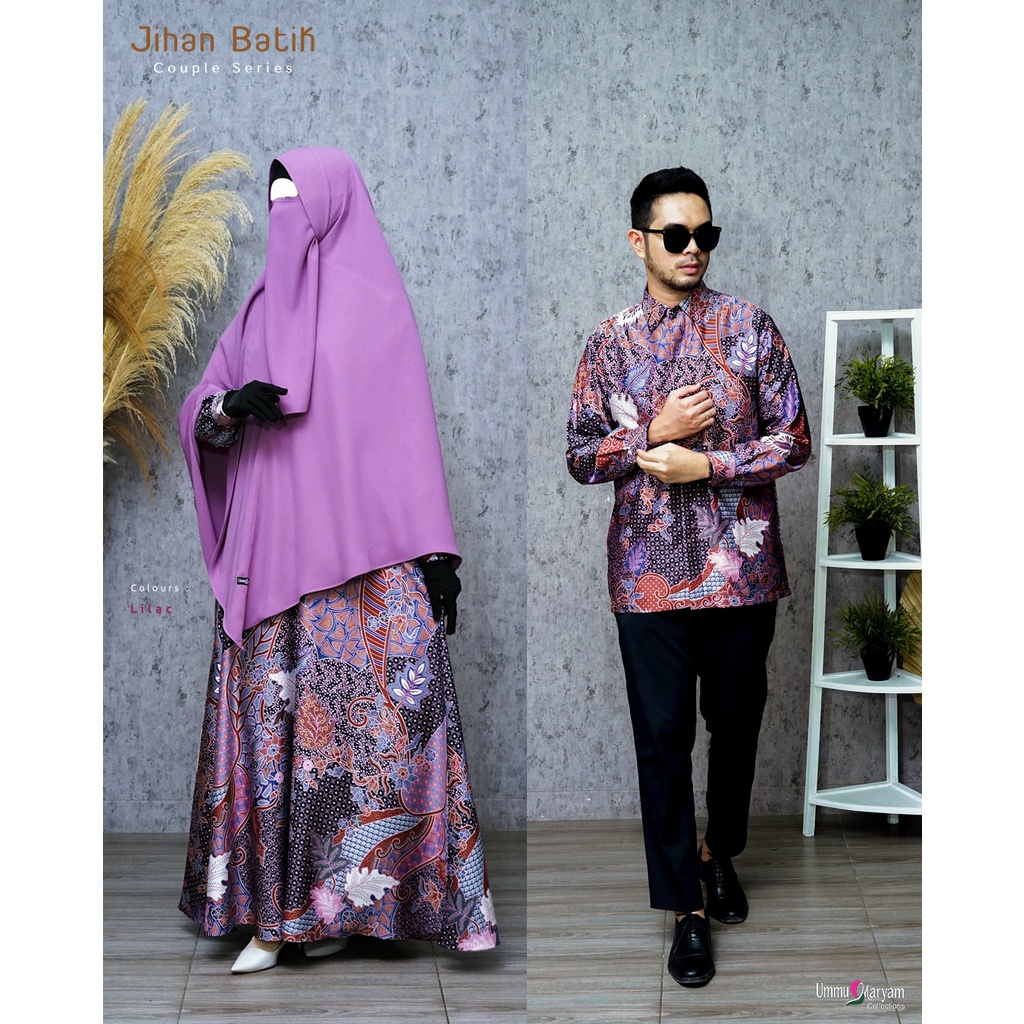 Jual Jihan Batik Serimbit Warna Cantik | Lilac | Couple Gamis Set ...