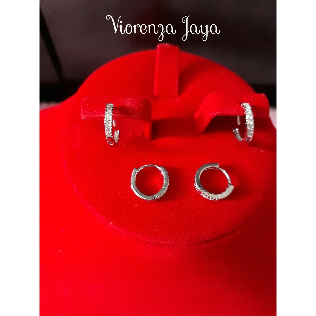 Jual ANTING JEPIT BULAT PERAK 925 ASLI / PERHIASAN PERAK SILVER 925 LAPIS EMAS PUTIH / ANTING ...