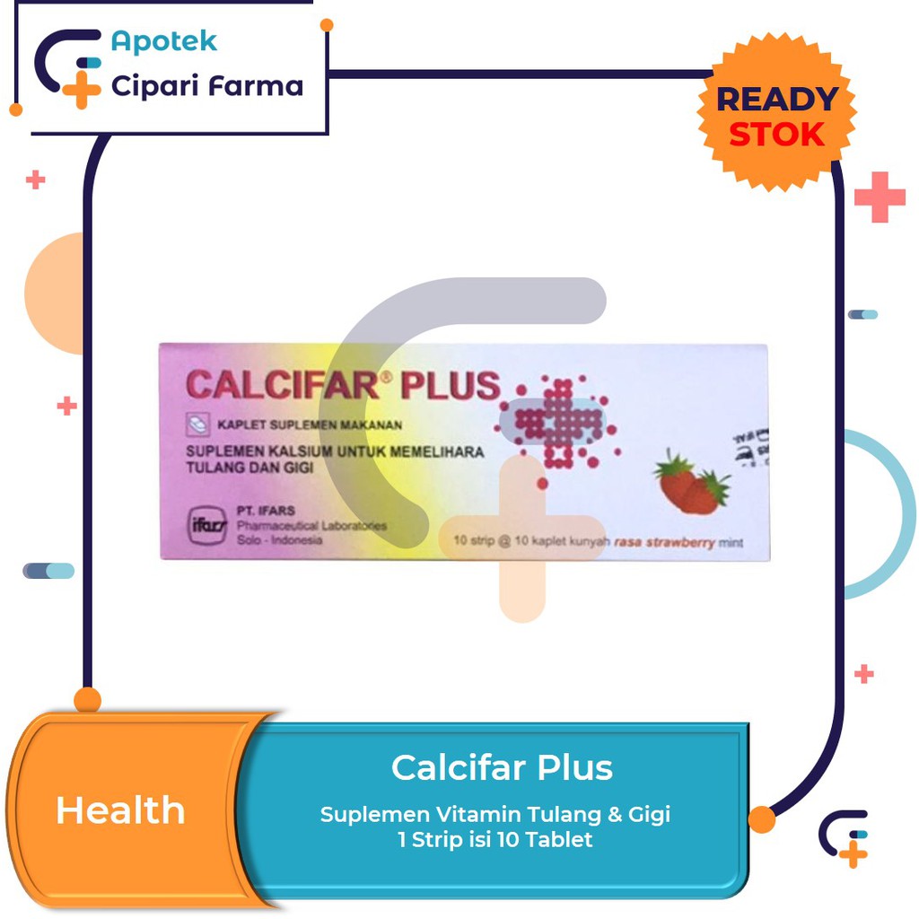 Jual Calcifar Plus Obat Suplemen Vitamin Tulang & Gigi isi 10 Kaplet ...