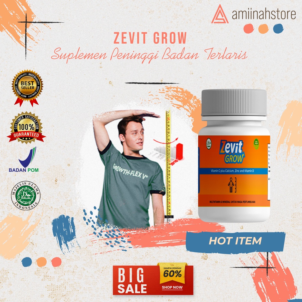 Jual ZEVIT GROW UP Obat susu penambah tinggi badan anak remaja dewasa bpom | Shopee Indonesia