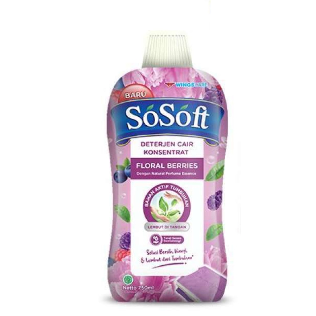 Jual So Soft Detergent Liquid Floral Berries Botol 750Ml | Shopee Indonesia