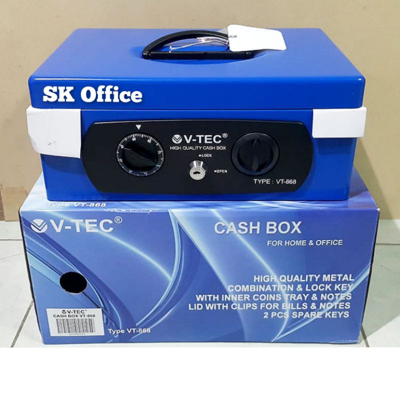 Jual Cash Box V-TEC VT868 Warna Biru Kotak Uang Kotak Perhiasan | Shopee Indonesia