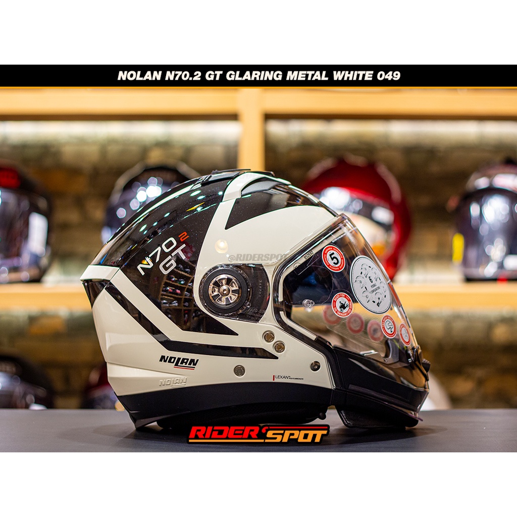 Jual Helm Motor Nolan N702 GT Glaring Metal white 049 Cross Over N70.2 ...