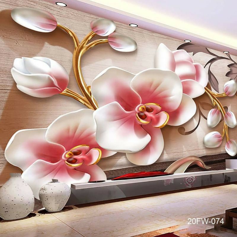 Jual WALLPAPER/ WALLSTIKER/FLOOR CUSTOM BUNGA 3D STIKER DINDING | Shopee Indonesia