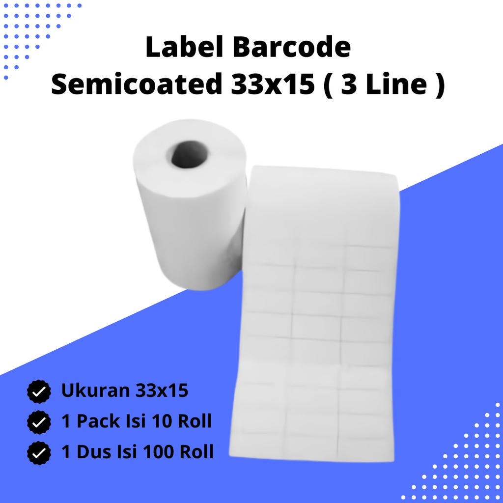 Jual LABEL BARCODE SEMICOATED 33 x 15 ( 3 line ) | Shopee Indonesia