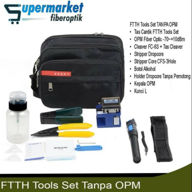 Jual FTTH Tool Kit Fiber Optik VFL Stripper Dropcore Cleaver Botol ...