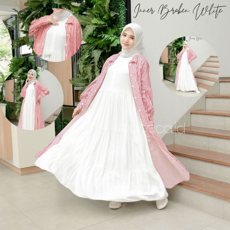 Jual baju long inner daleman babydoll susun ootd hijab pantai bahan ...