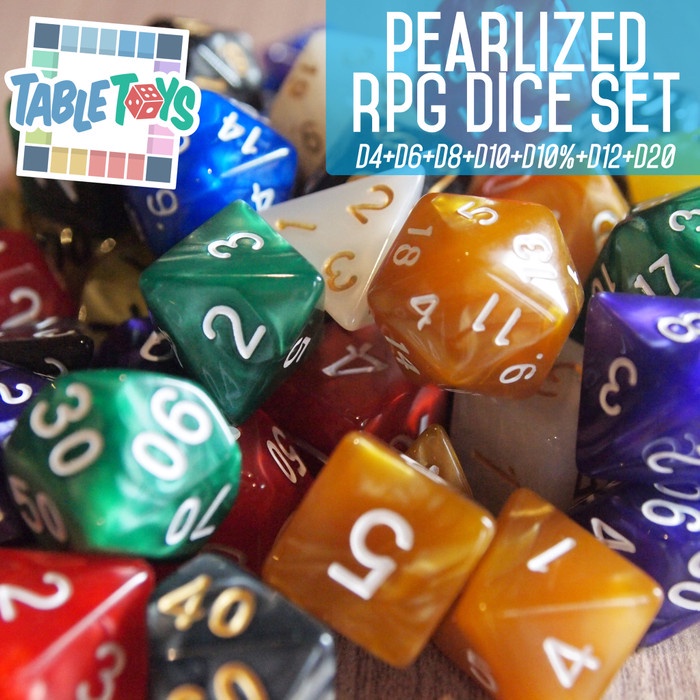 Jual Dadu D&D - Pearlized RPG Dice Set (D4, D6, D8, D10, D10%, D12, D20 ...