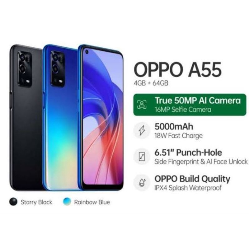 Jual Oppo A55 4/64 GB 5000 mAh Garansi Resmi | Shopee Indonesia