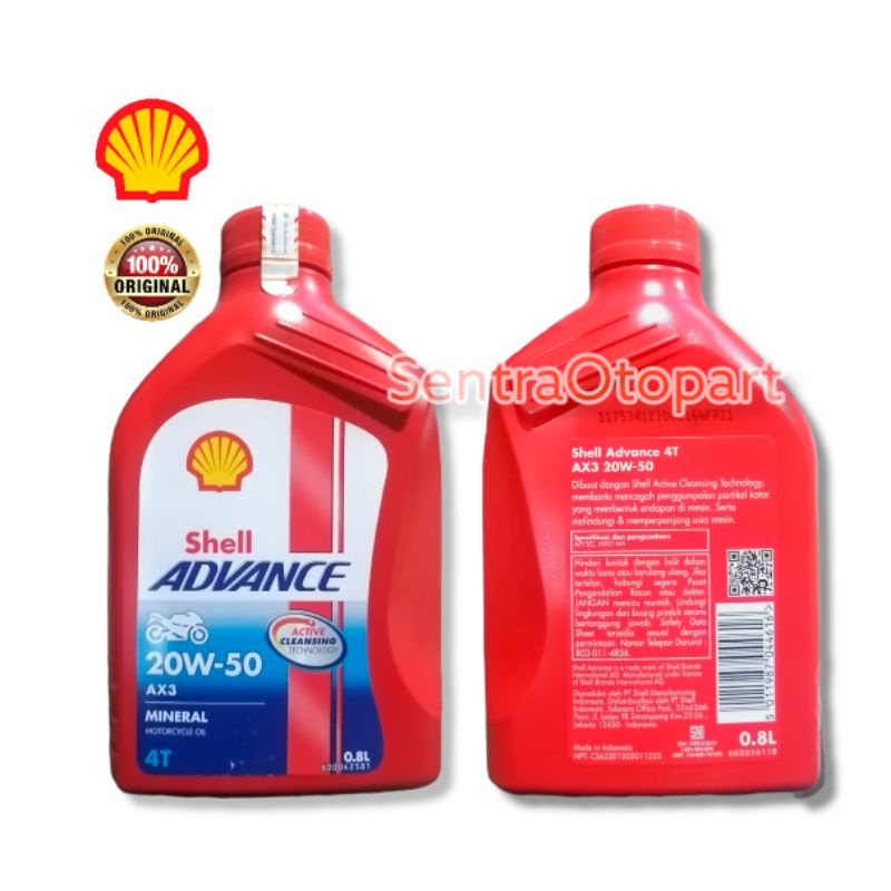Jual Oli motor shell advance ax3 20w 50 4t 800 ml | Shopee Indonesia