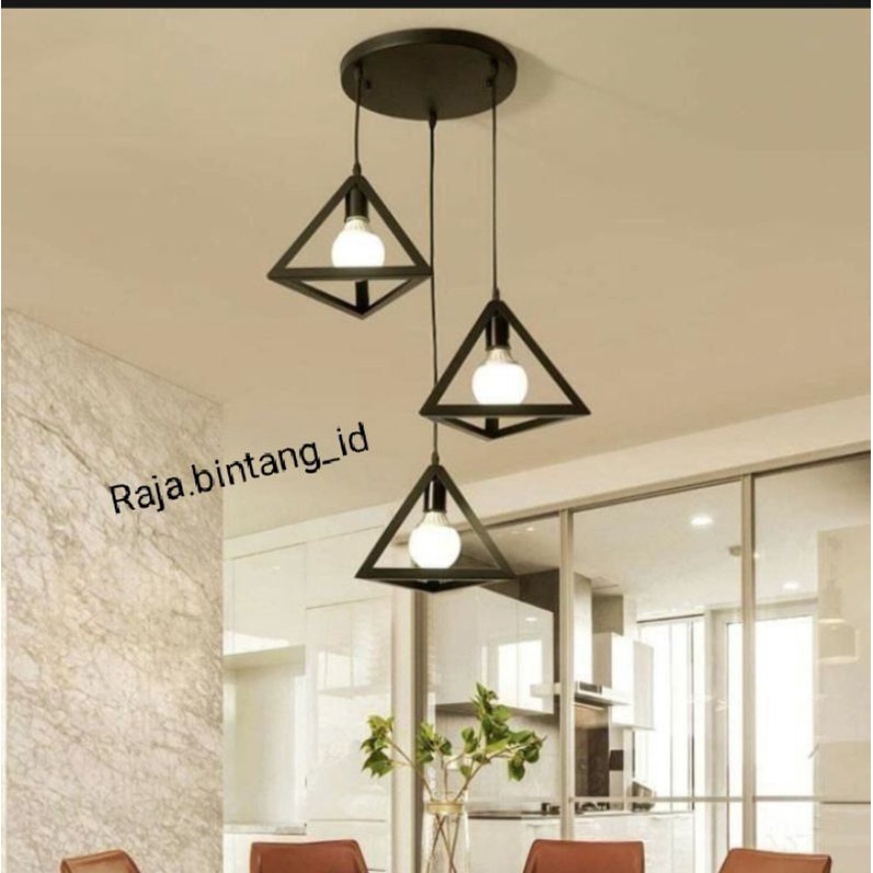 Jual Lampu Gantung 3 In 1 Set Minimalis Lampu Hias Ruang Tamu Dekorasi Cafe Modern Kap Diamond ...