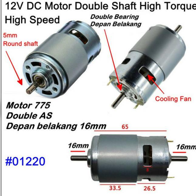 Jual ;&&&&] Dinamo DC Double Axis Bearing Motor 775 High Speed Torsi Bor Gerinda | Shopee Indonesia