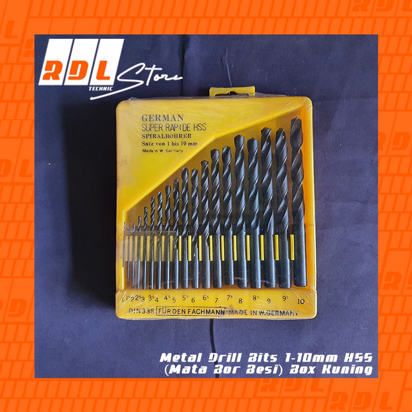 Jual Metal Drill Bits 1-10mm HSS (Mata Bor Besi) Box Kuning | Shopee ...