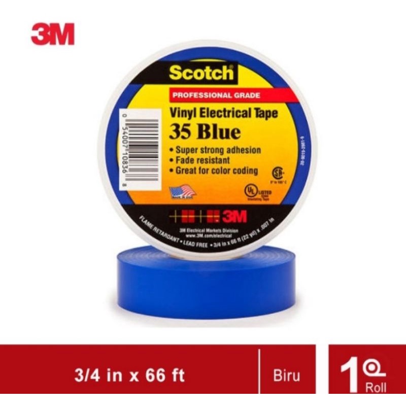 Jual Lakban Listrik Selotip Isolasi Kabel Scotch 35 Blue Vinyl ...