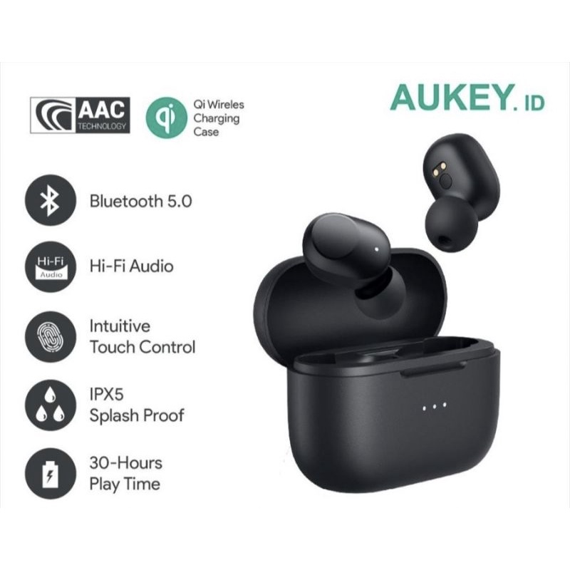 Jual Earphone Aukey EP-T31 Wireless Charging Earbuds With AAC Decodex ...