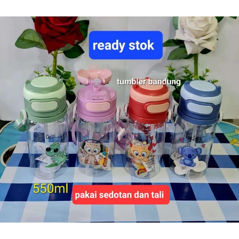 Jual botol minum anak lucu viral sekolah sedotan pakai tali tempat ...