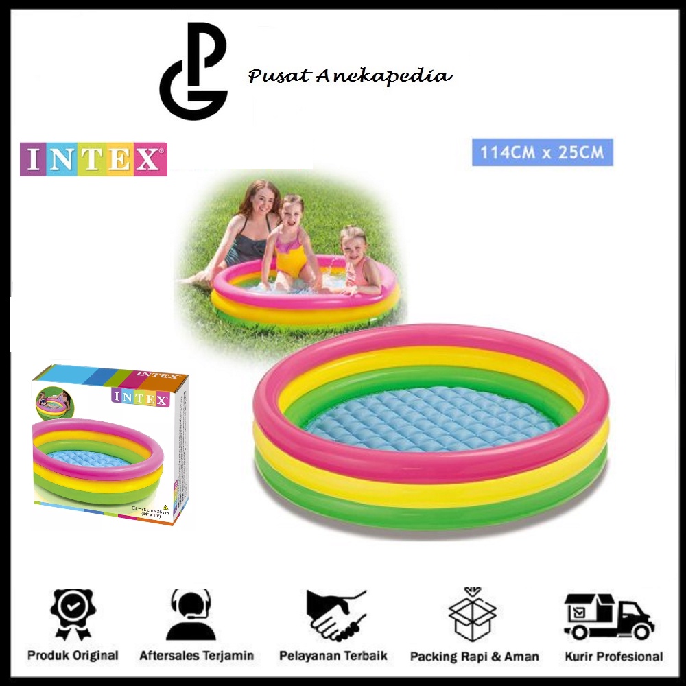 Jual intex 57412 kolam anak pelangi - sunset baby pool 3 ring 114 x 25 ...