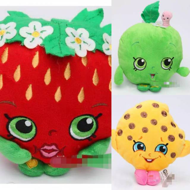 Jual Boneka shopkins original plush apel strawberry buah biskuit coklat ...