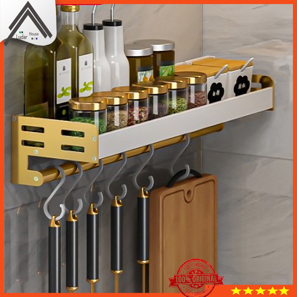 Jual Rak Dapur Dinding Kitchen Rack Bumbu Gantung Aluminium Anti Karat ...