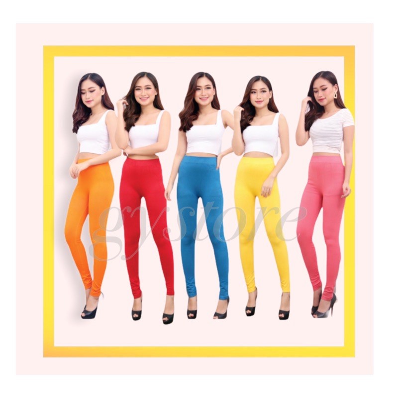 Jual Celana Legging Wanita Import Polos Warna Pastel Fit to S-XXL ...