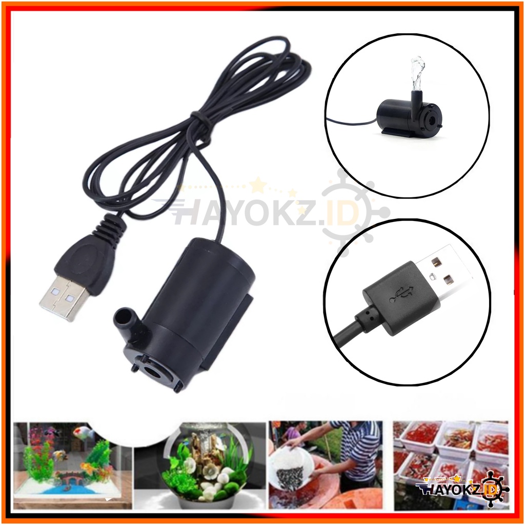 Jual Water Pump Micro Mini Submersible Tank Aquarium Ikan USB Powered ...