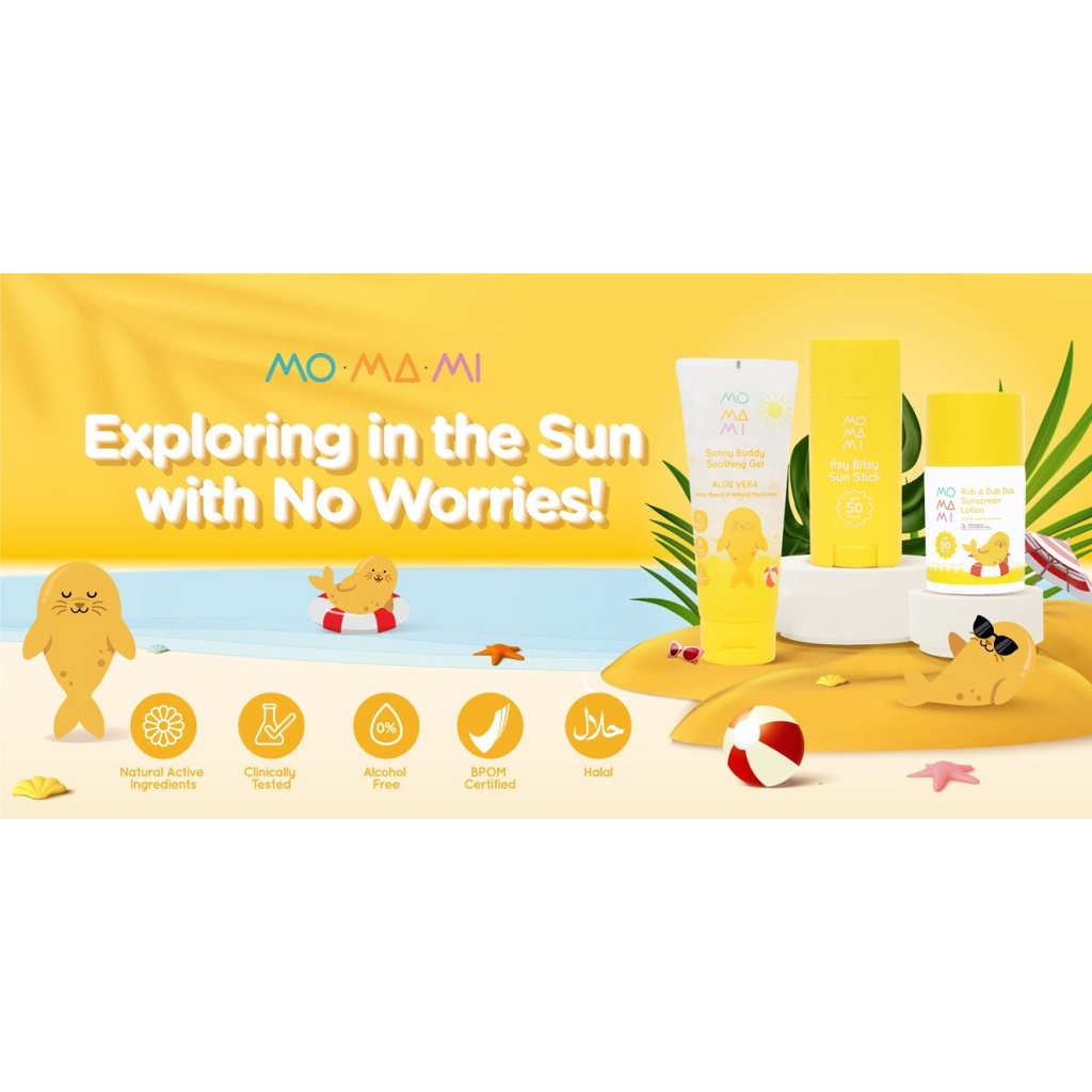 Jual Momami Sunscreen & After Sun Soothing Gel (rub a dub dub & sunny ...