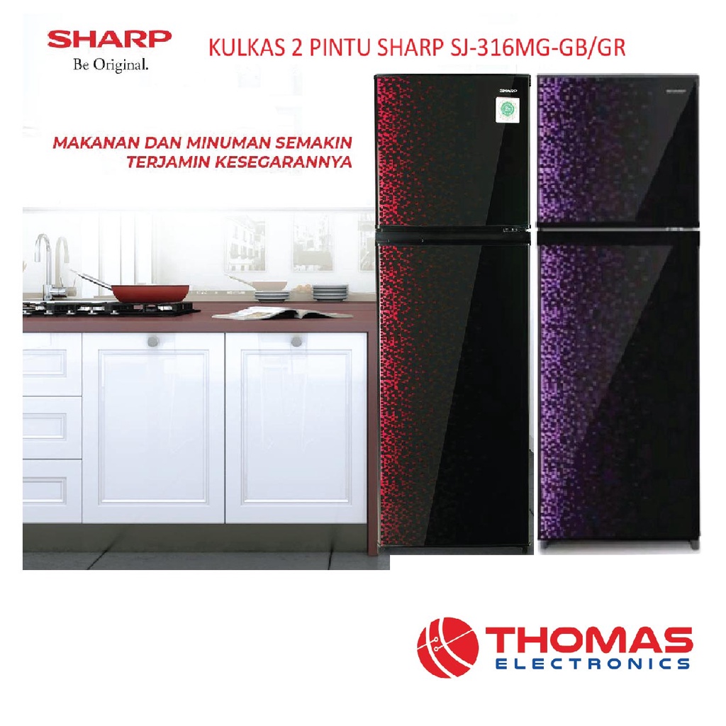Jual Kulkas 2 Pintu Sharp SJ 316 MG GB GR Kulkas dua pintu Kapasitas ...