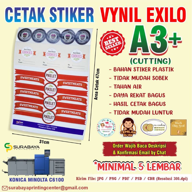 Jual CETAK STIKER VINYL EXILO + CUTTING UKURAN A3+ | Shopee Indonesia