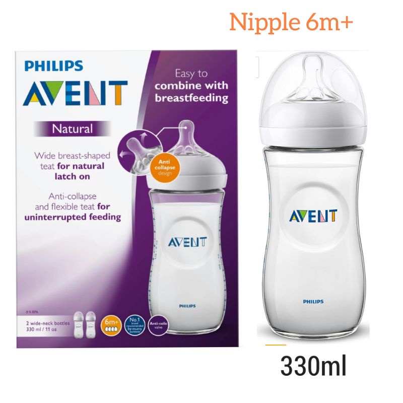 Jual Botol Avent 330ml Natural Nipple 6m+ Philips Avent Natural Bottle ...