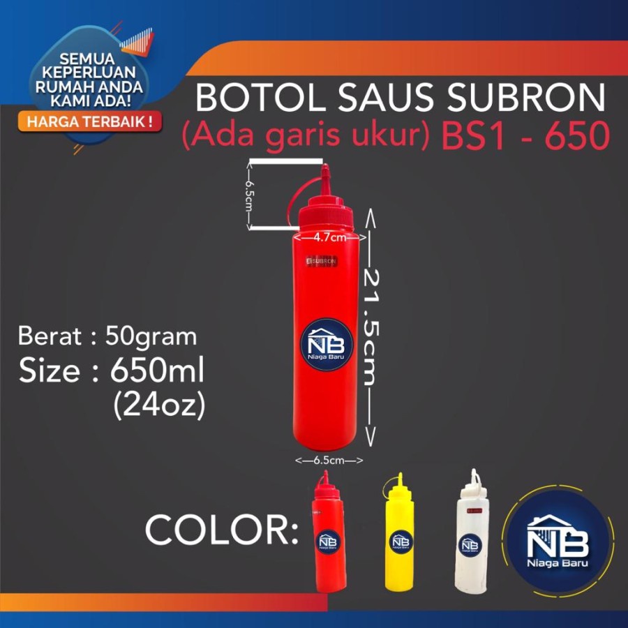 Jual Botol Saos 650ml Dengan garis ukur Botol Saus Plastik Mayonaise ...