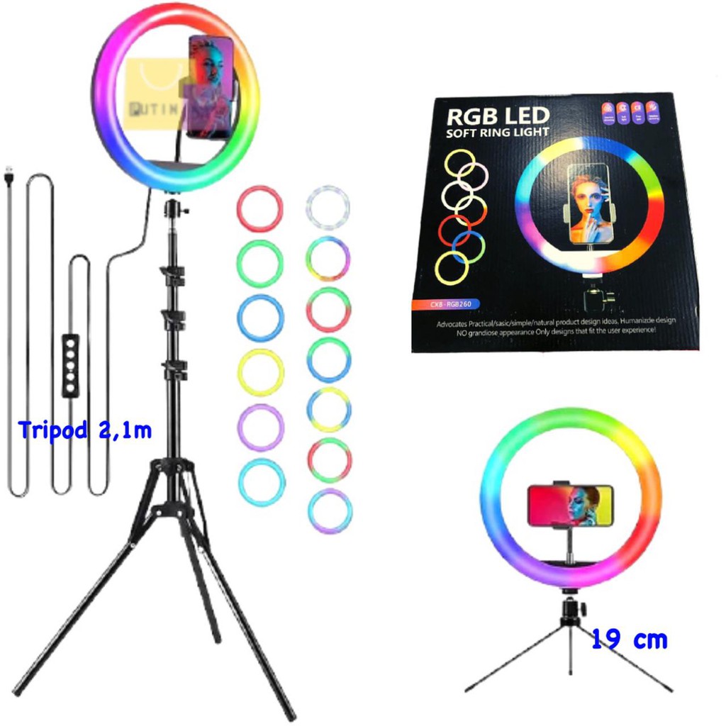 Jual RGB Led soft ring light + tripod for Makeup Selfie Tiktok / Tripod ...