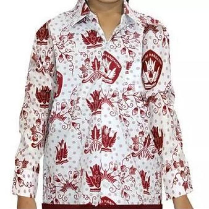 Jual BATIK MERAH SD TUT WURI HANDAYANI LENGAN PANJANG / seragam batik ...