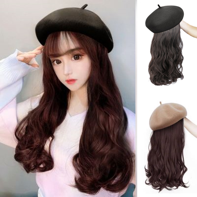 Jual WIG TOPI PAINTER KOREAN HAT BERET BARET HAIR CLIP RAMBUT PALSU ...