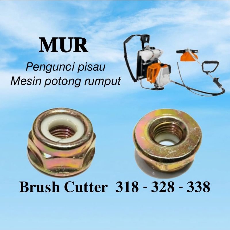 Jual Mur kepala pisau mesin potong rumput type 318 328 338 nut gear ...