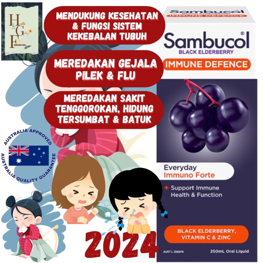 Jual Sambucol Immuno Forte 250ml Immune Defence vitamin anak | Shopee ...