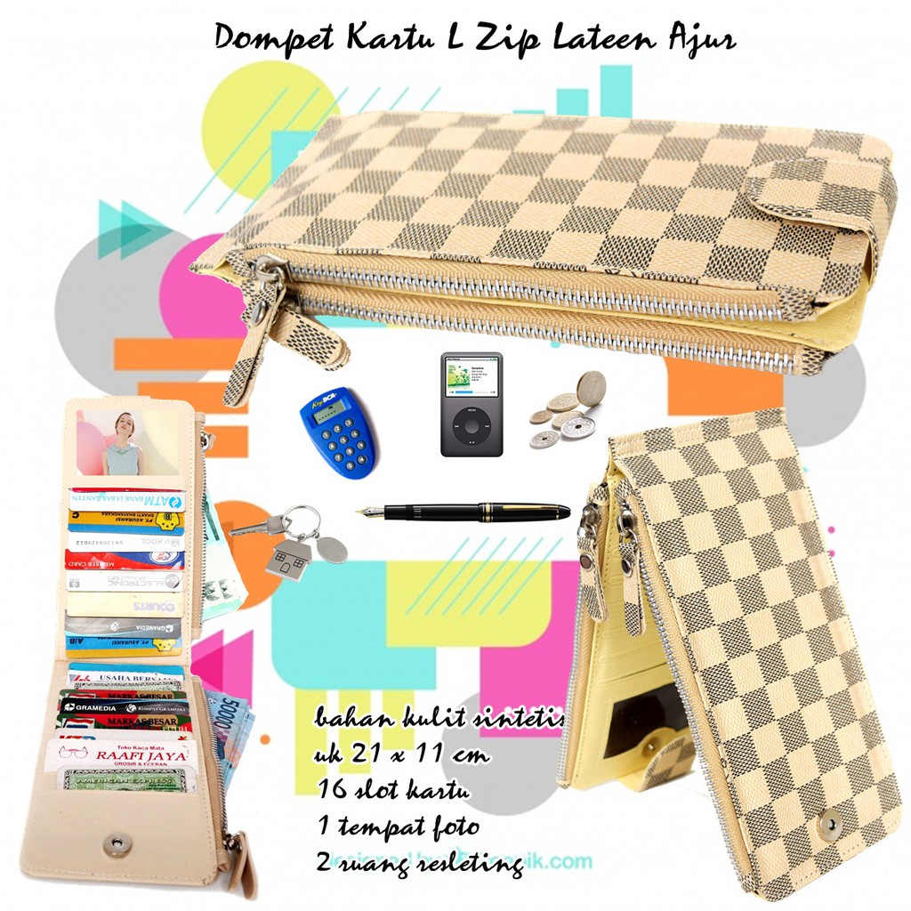 Jual Dompet Kulit Kartu Resleting Lipat Lateen Kotak Cream | Shopee ...
