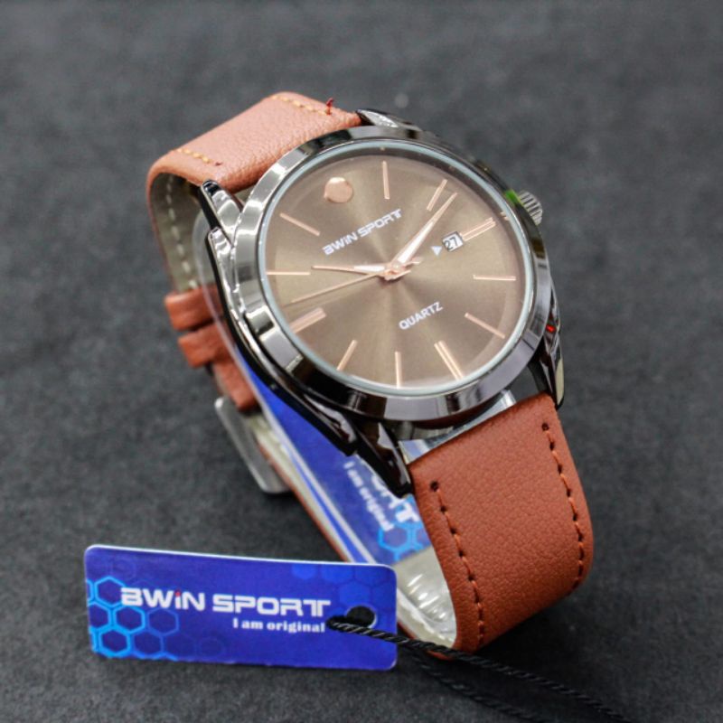 Jual Jam Tangan Pria Bwin sport B633 strap kulit kaca cembung tanggal ...