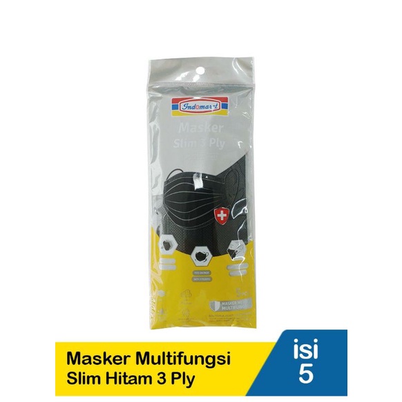 Jual Indomaret Masker Slim 3Ply 5'S Hitam | Shopee Indonesia