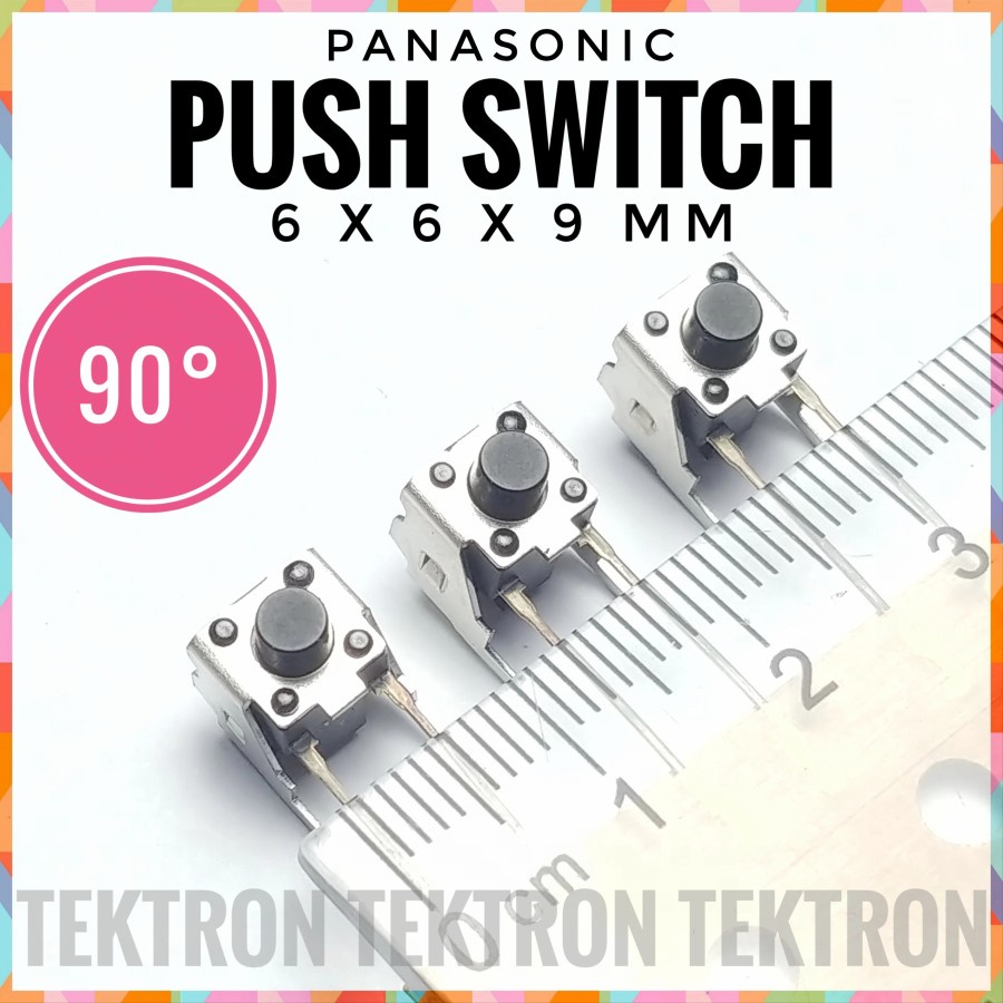 Jual Panasonic Push On Switch 6x6x9 Tact Sw Right Angle 2pin 6mm Momentary | Shopee Indonesia