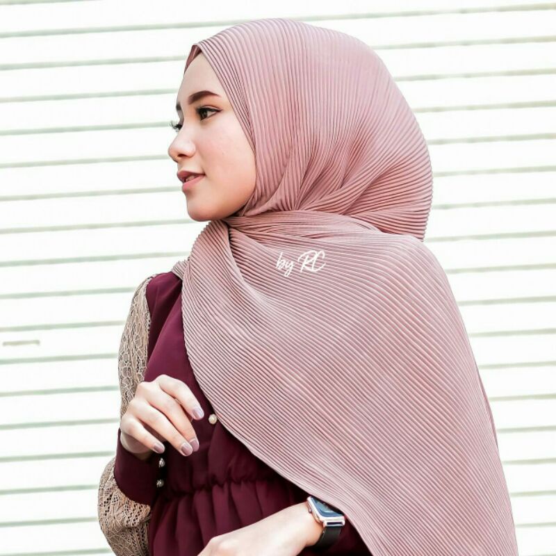 Jual Pashmina Plisket Full Lidi Ceruty Babydoll Premium Hijab | Shopee Indonesia