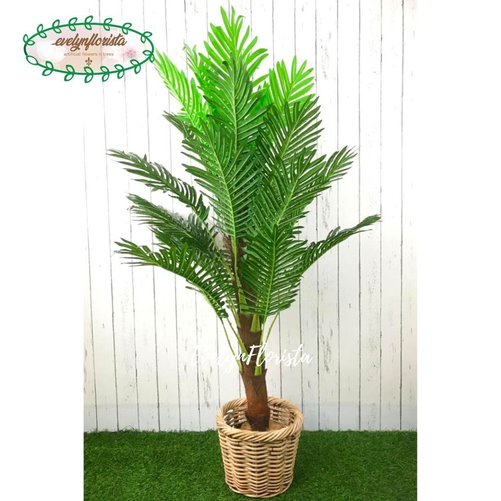 Jual Pohon Daun Palem Sikas T140 Latex Artificial Cover Pot Keranjang ...