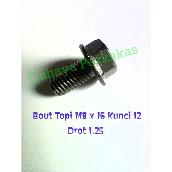 Jual AX Baut Topi Hex Flange Bolt M8 x 16 Kunci 12 Drat 1.25 Original Motor Mobil | Shopee Indonesia