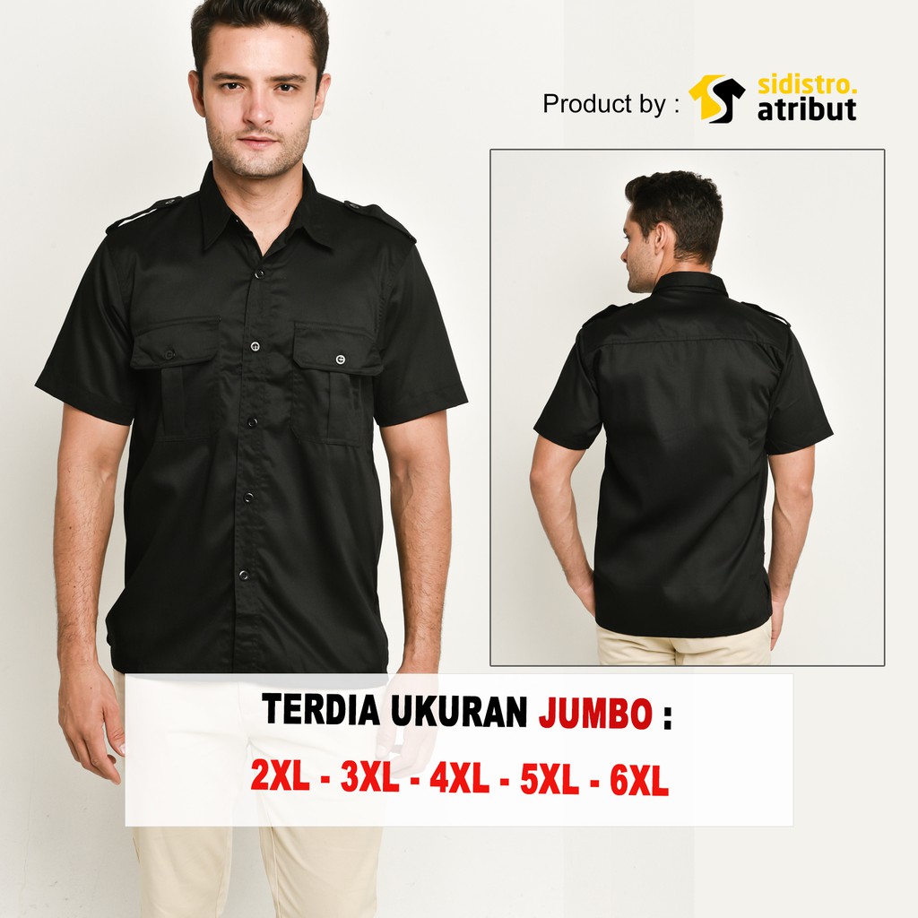 Jual ( BIG SIZE ) KEMEJA KERJA PRIA PENDEK WARNA HITAM UKURAN BIG SIZE 2XL - 6XL ORIGINAL ...