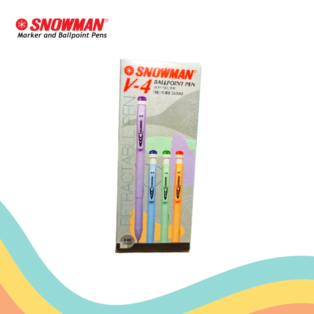 Jual BALLPOINT SNOWMAN V-4 (12 PCS) | Shopee Indonesia