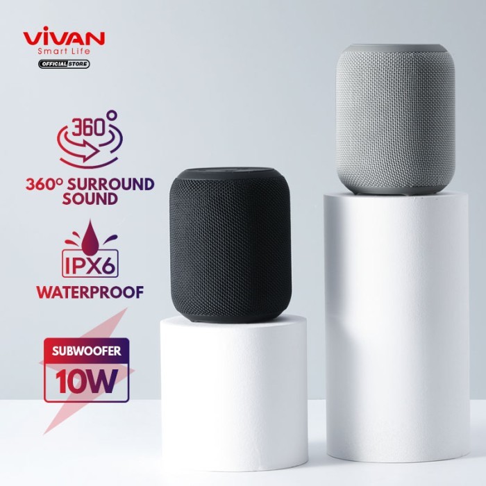 Jual VIVAN Bluetooth Speaker Surround Sound 360° Waterproof IPX6 VS12 ...